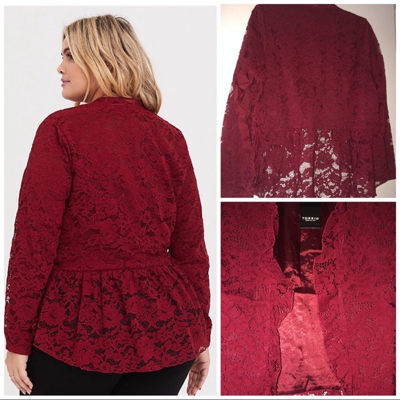 torrid | Jackets & Coats | Torrid Red Lace Peplum Military Jacket ...